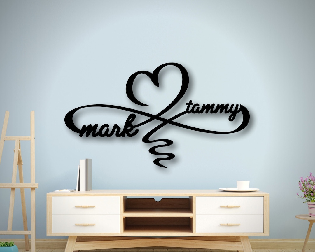 Personalized Infinity Heart Metal Sign, Infinity Sign, Custom Family ...