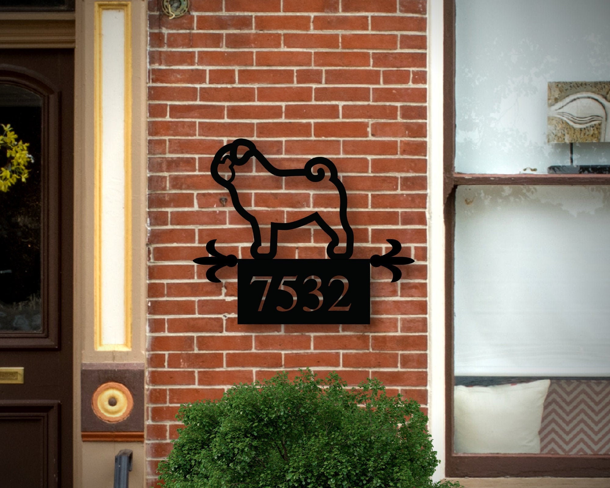 Custom Dog Address Sign Metal Pug Sign Custom Metal Address | Etsy