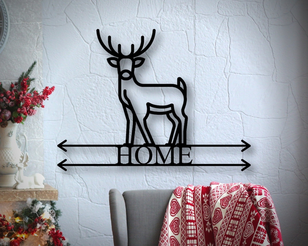 Personalized Metal Family Deer Sign, Metal House Number Deer Sign ...