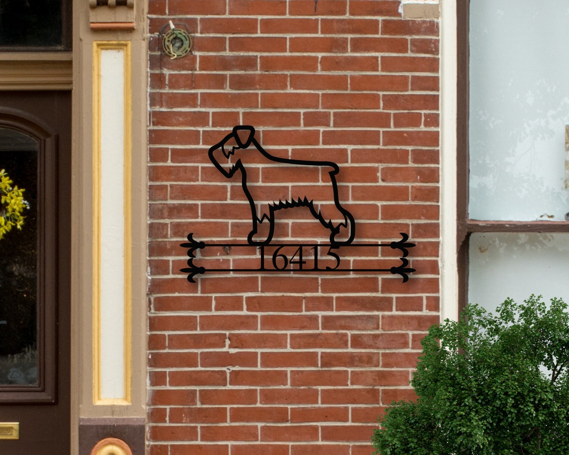 Personalized Metal Family Dog Sign, Metal House Number Dog Sign, Front ...