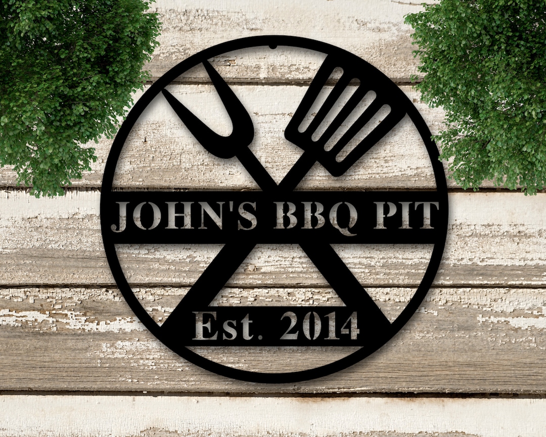 Personalized Metal BBQ Sign, BBQ Grill Sign, Outdoor Kitchen Metal ...