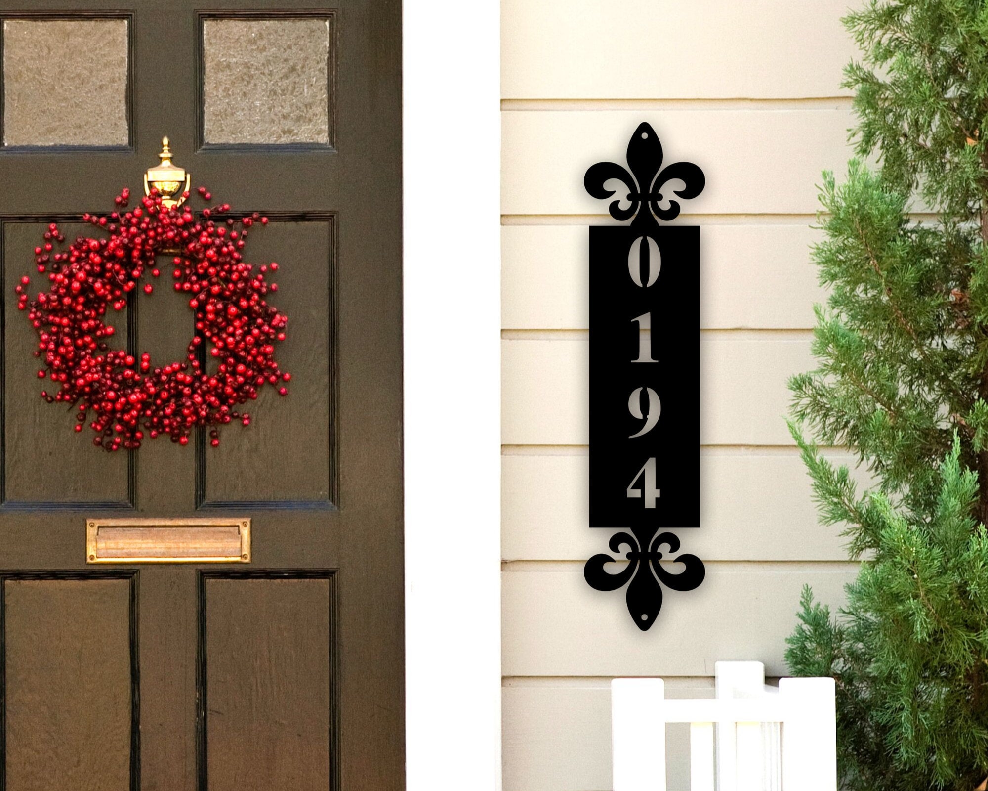 Vertical Metal Address Sign Address Number Plaque House | Etsy