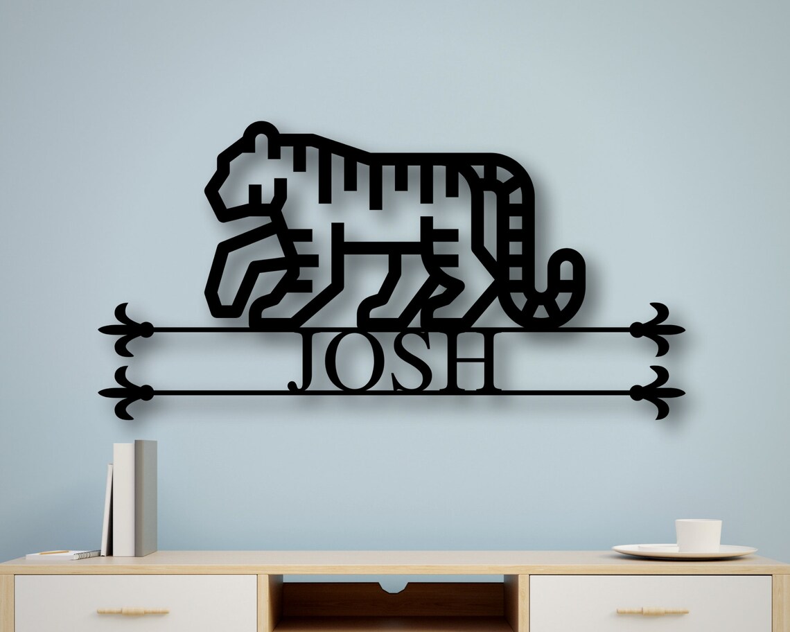 Personalized Metal Family Tiger Sign, Metal Boys Tiger Sign, Front ...