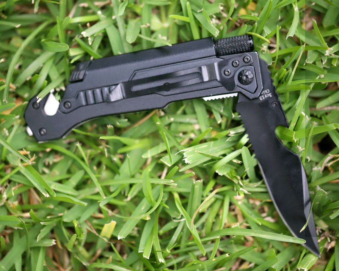 Personalized Tactical Flashlight Knife Survival Knife Pocket - Etsy