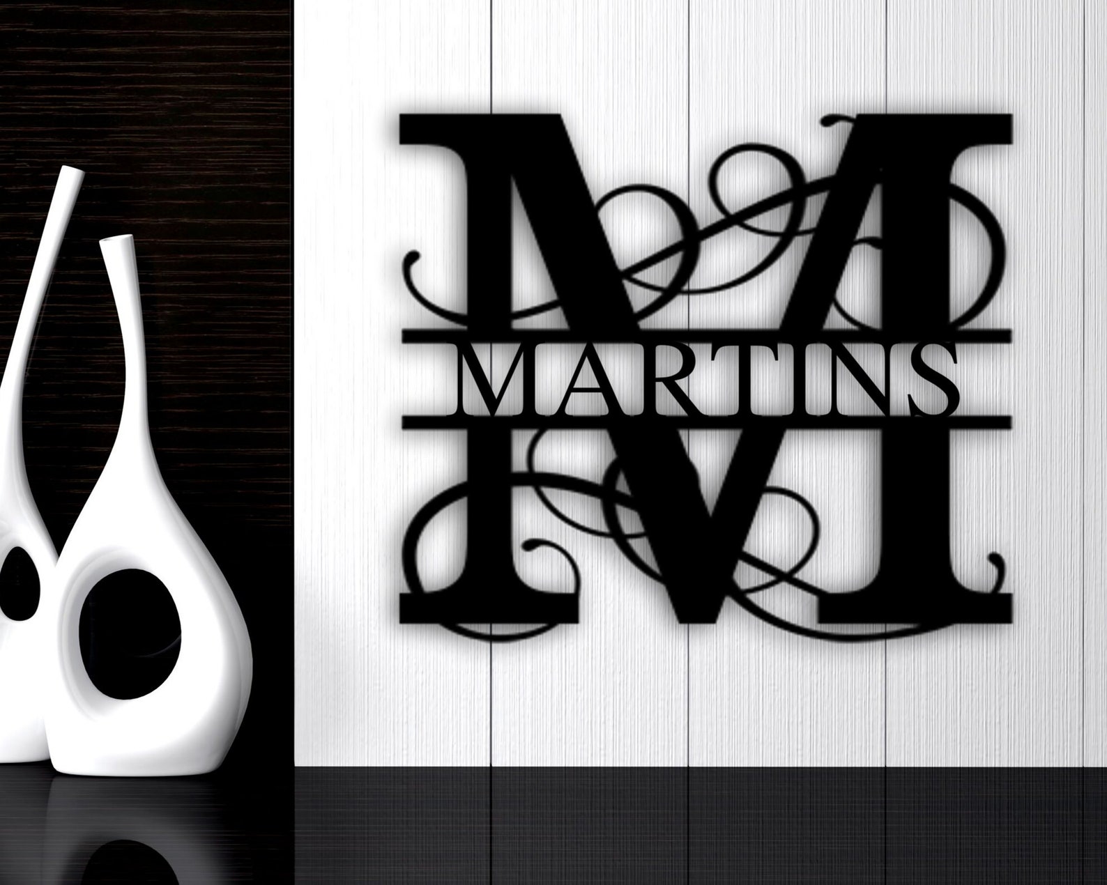 Last Name Metal Sign Initial Sign Metal Monogram Sign Door - Etsy