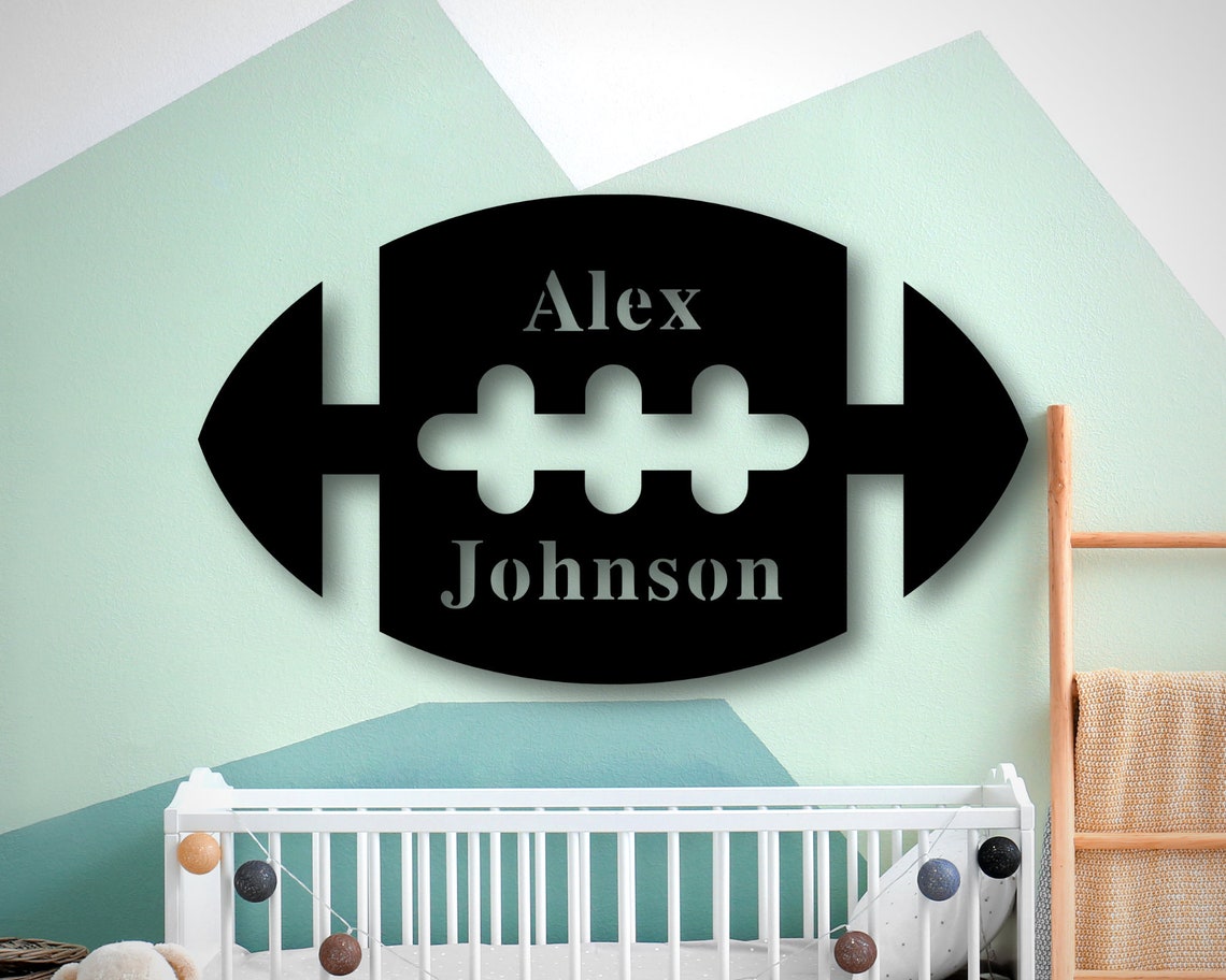 Personalized Metal Football Sign Boys Football Art Baby - Etsy