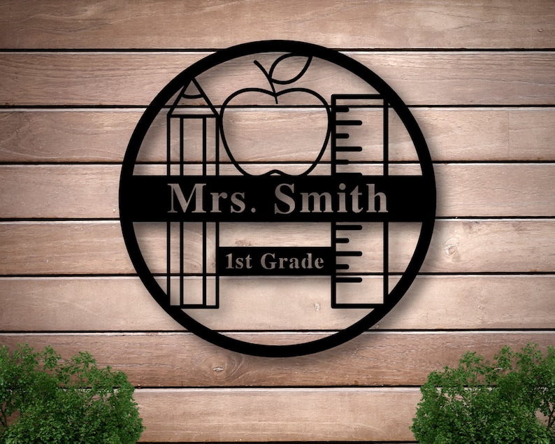 School Name Sign, Custom Name Sign, Metal School Teacher Gift, Last ...