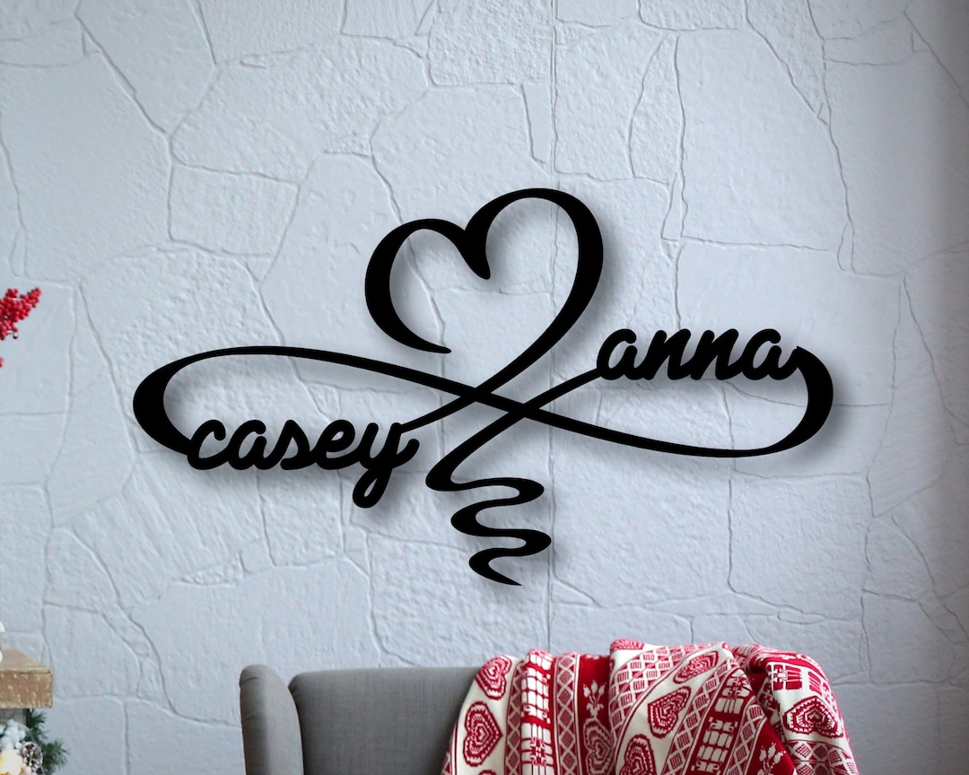 Personalized Metal Infinity Heart Sign, Custom Wedding Gift, Couple ...