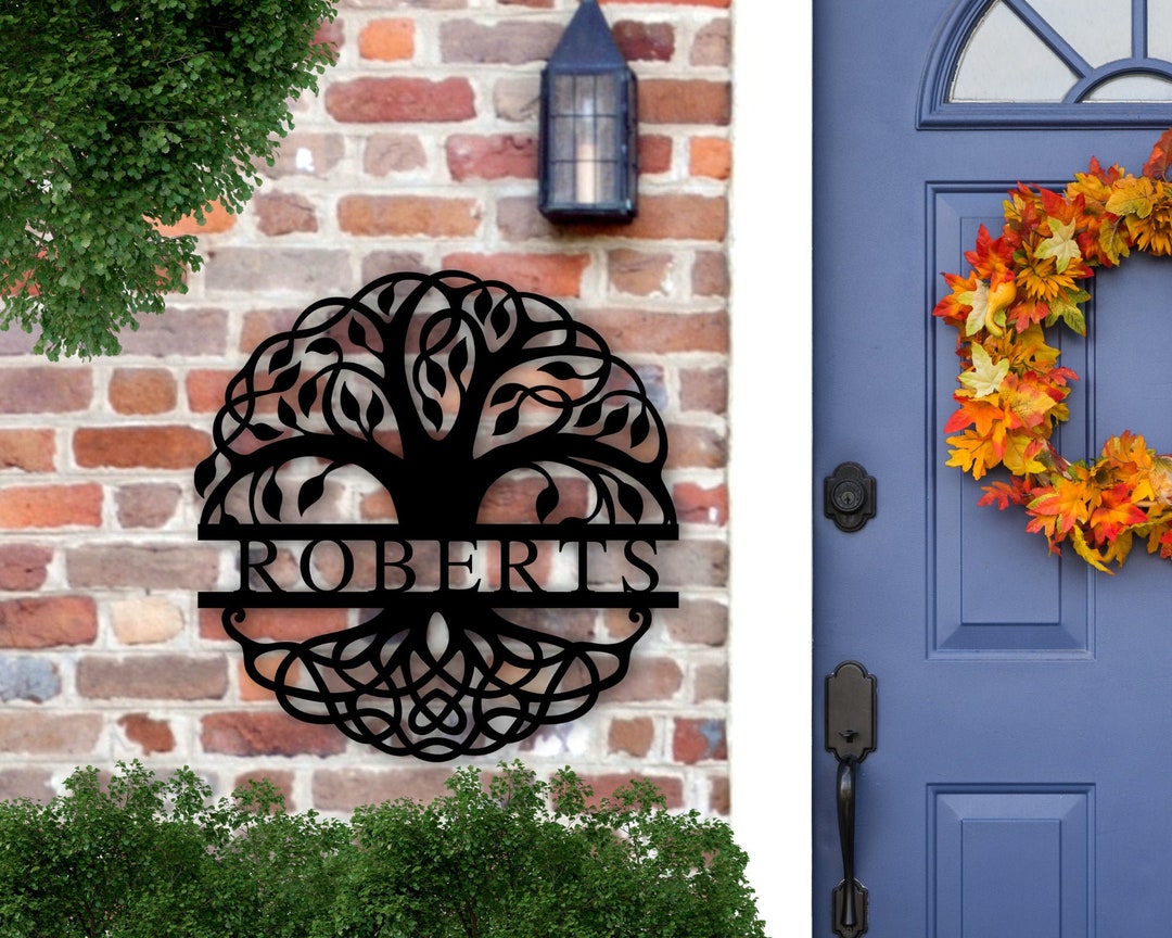 Personalized Tree of Life Front Porch Sign, Family Name Metal Sign ...