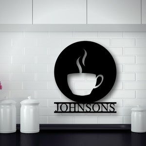 Custom Metal Coffee Cup Sign, Coffee Decor, Personalized Coffee Sign ...