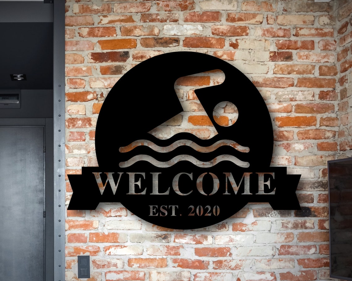 Personalized Metal Swimming Sign Family Name Metal Sign - Etsy