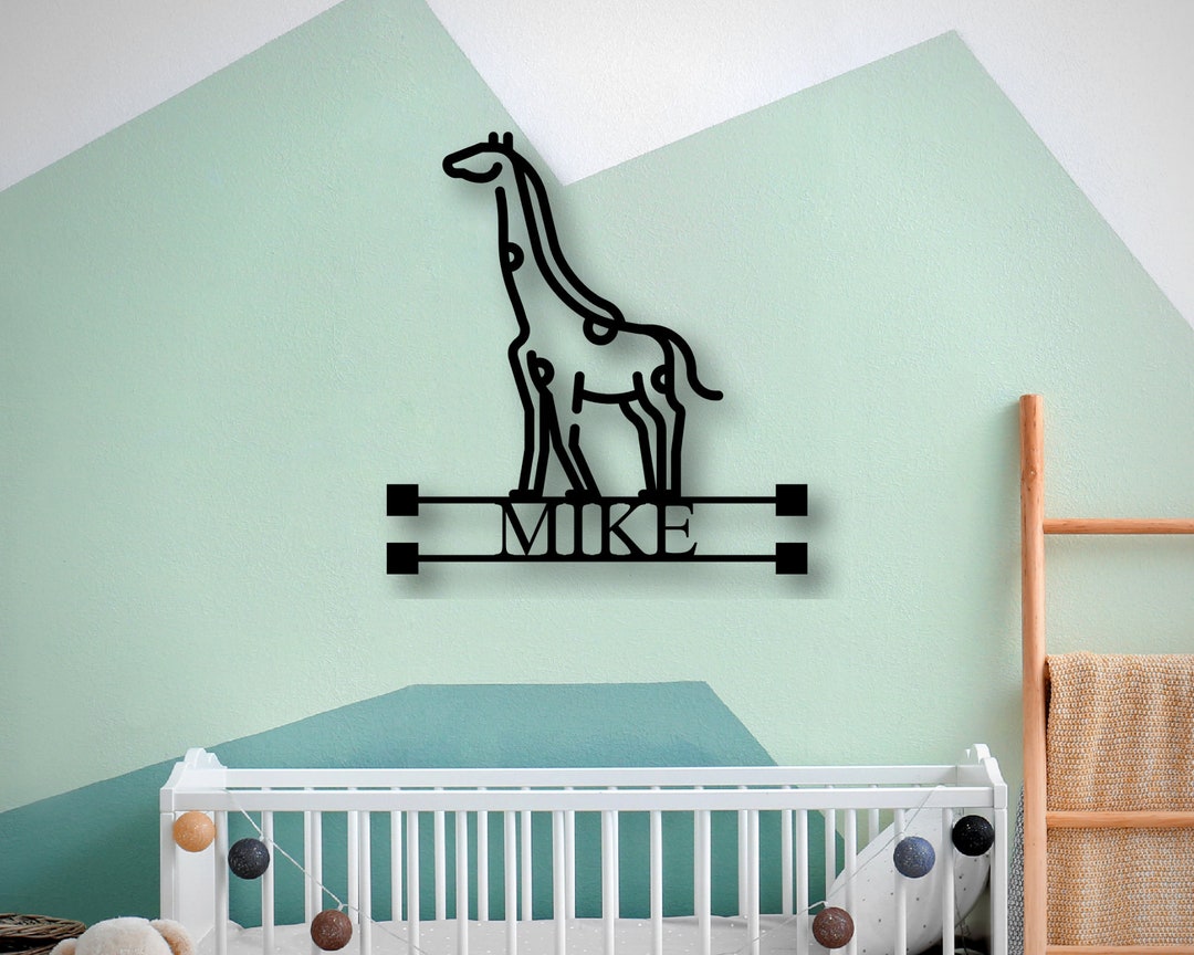 Boy Nursery Name Sign, Giraffe Sign, Custom Metal Name Sign ...