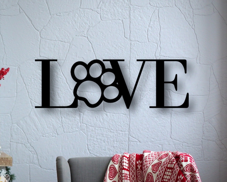 Metal Dog Paw Print Love Sign Dog Lovers Metal Paw Print Wall - Etsy