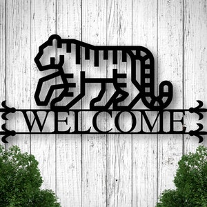 Personalized Metal Family Tiger Sign, Metal Welcome Tiger Sign, Front ...