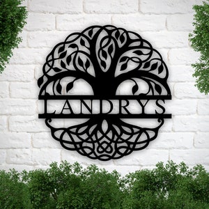 Personalized Tree of Life Front Porch Sign, Family Name Metal Sign ...
