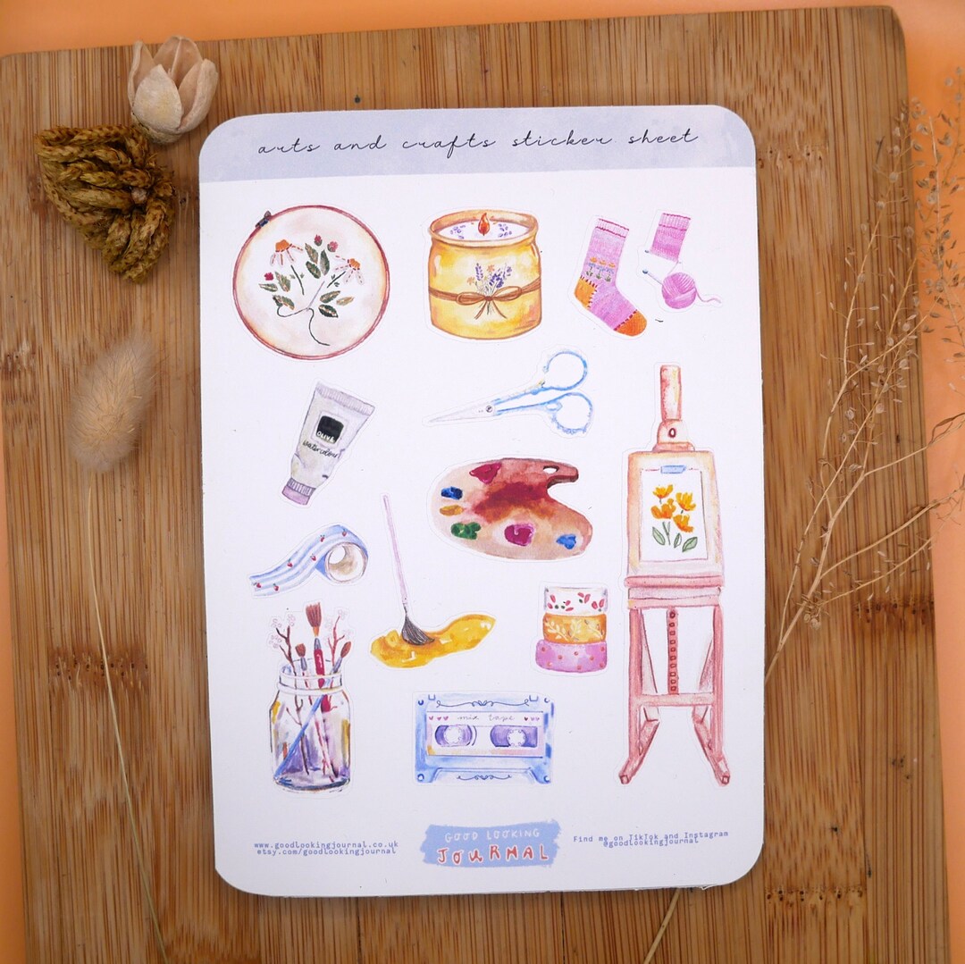 Arts and Crafts Sticker Sheet - Adorable Hand Painted Stickers for Your ...