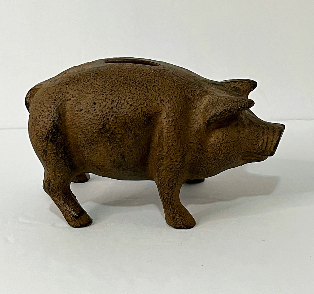Cast Iron Heavy Coin Pig Piggy Bank Metal Penny Bank Collectable ...