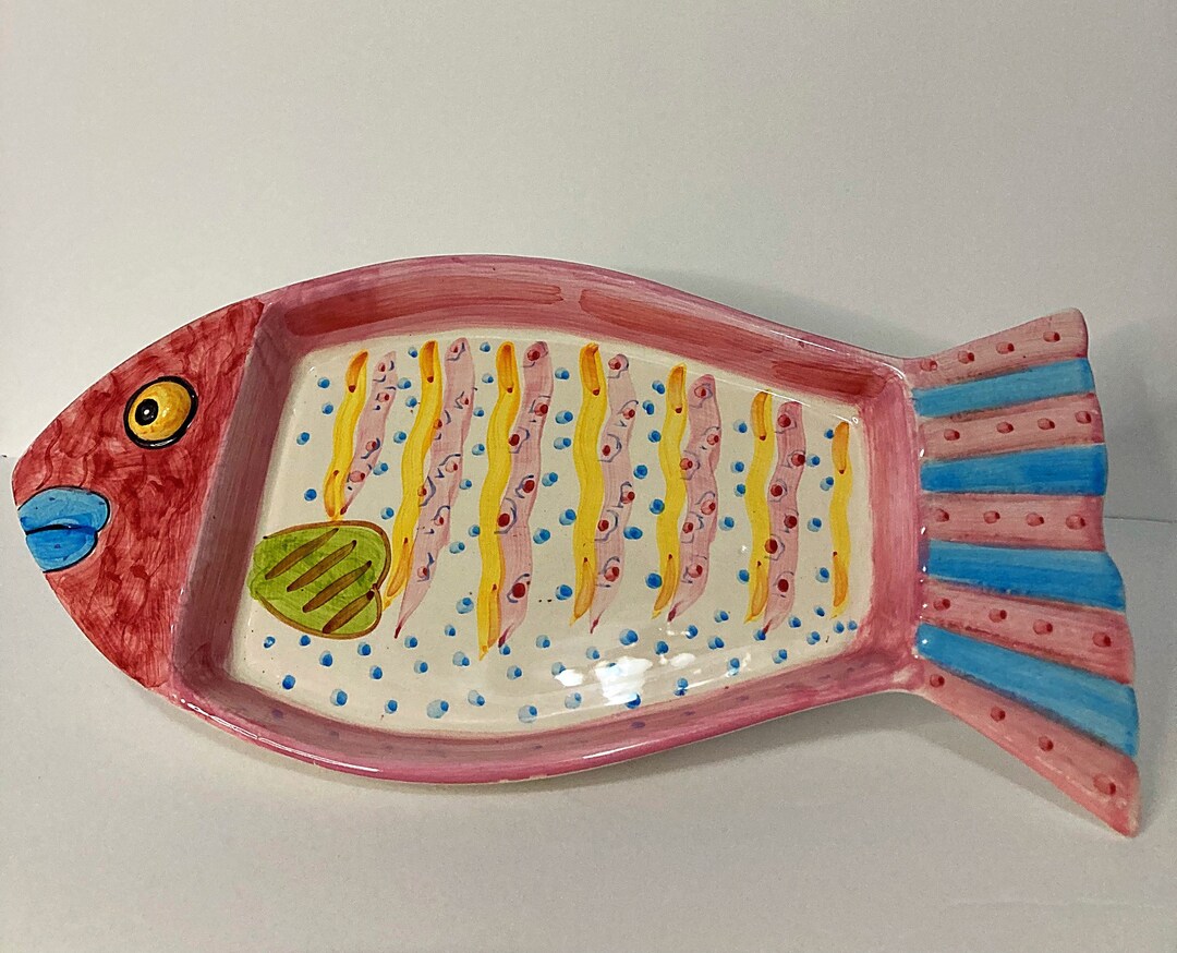Fish Shaped Platter Tray Pastel Home Kitchen Dining Entertaining ...
