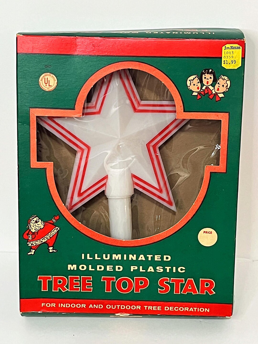 Christmas Tree Star Topper Paramount Red White Plastic Holiday Org Box ...