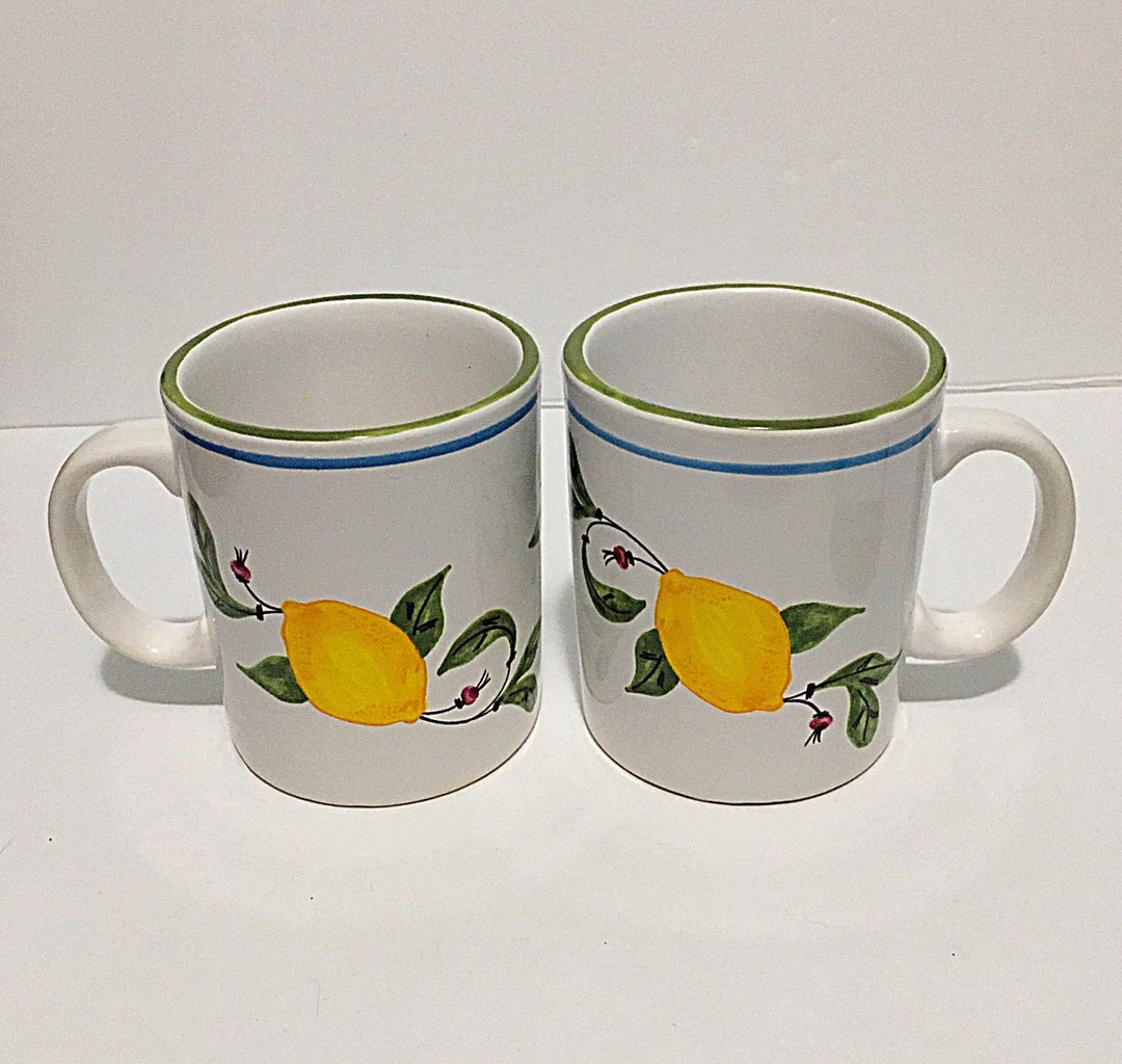 Lemon Design Coffee Tea Mugs Farmhouse Shabby Chic Spring Summer ...