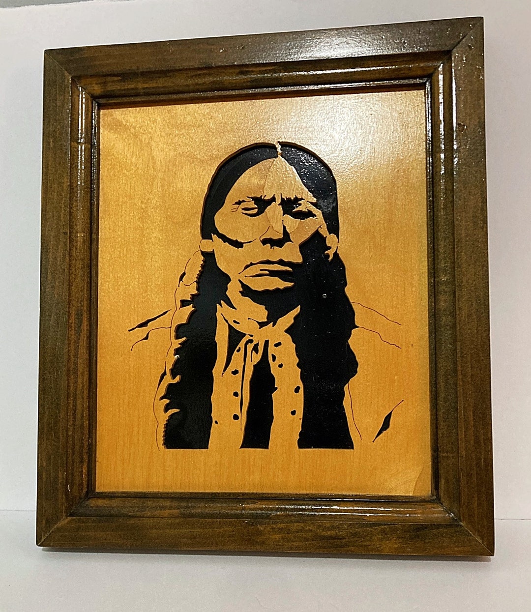 Native American Handcrafted Wood Wall Folk Framed Art Home Décor Plaque ...