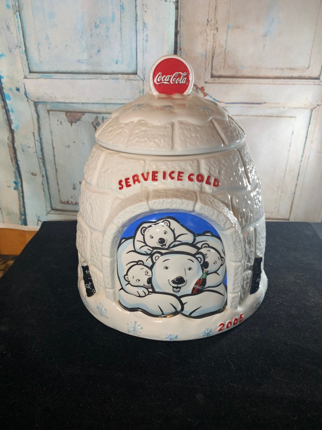Large White Igloo Ceramic Coca Cola Brand Ceramic Vintage Cookie Jar ...