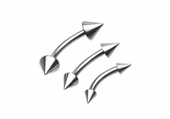 Curved Spiked Barbell 14 gauge Surgical Steel NEW Set… - Gem