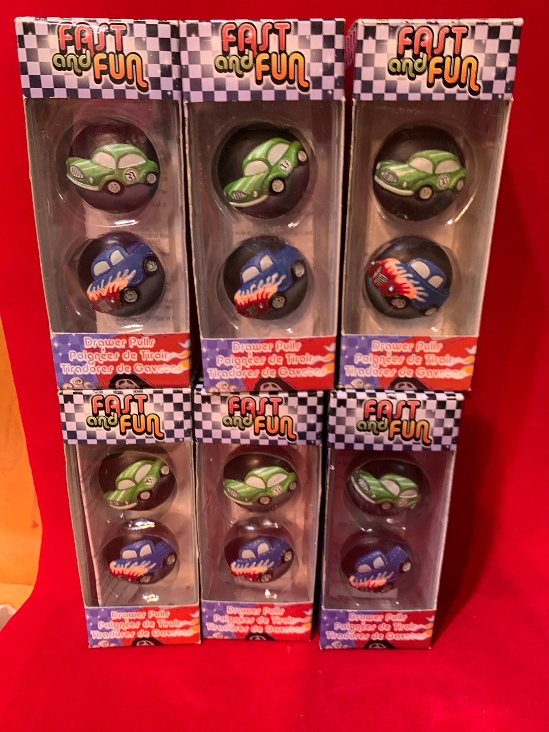 Fast and Fun Hand Painted Race Car Drawer Pulls 12 and Matching Switch ...