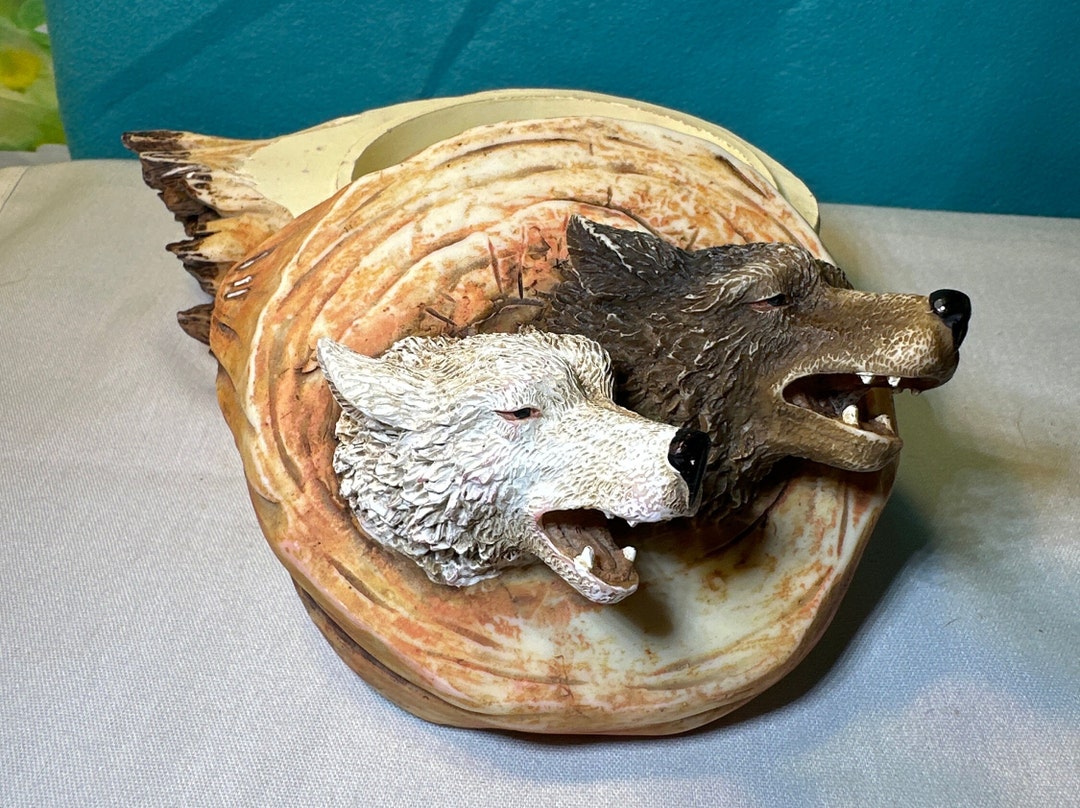 Vintage Dual Wolves Trinket Box Native American Motif - Etsy