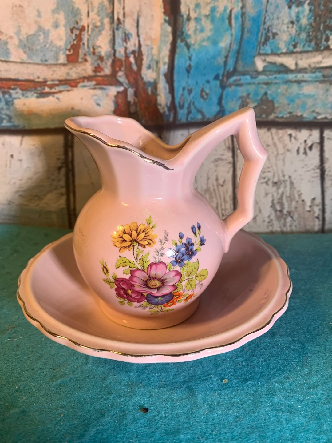 Vintage Miniature Ceramic Pitcher and Basin Set - Floral Decor - Etsy