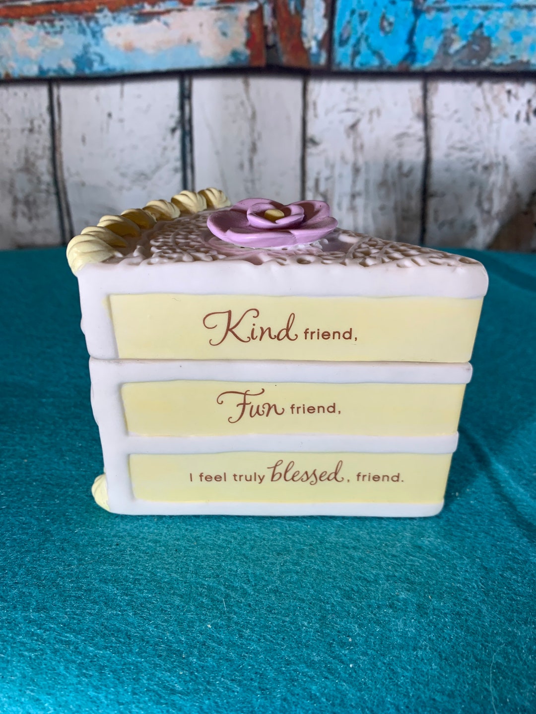 Hallmark Porcelain Collectable Friend Piece of Cake Shaped Trinket Dish ...