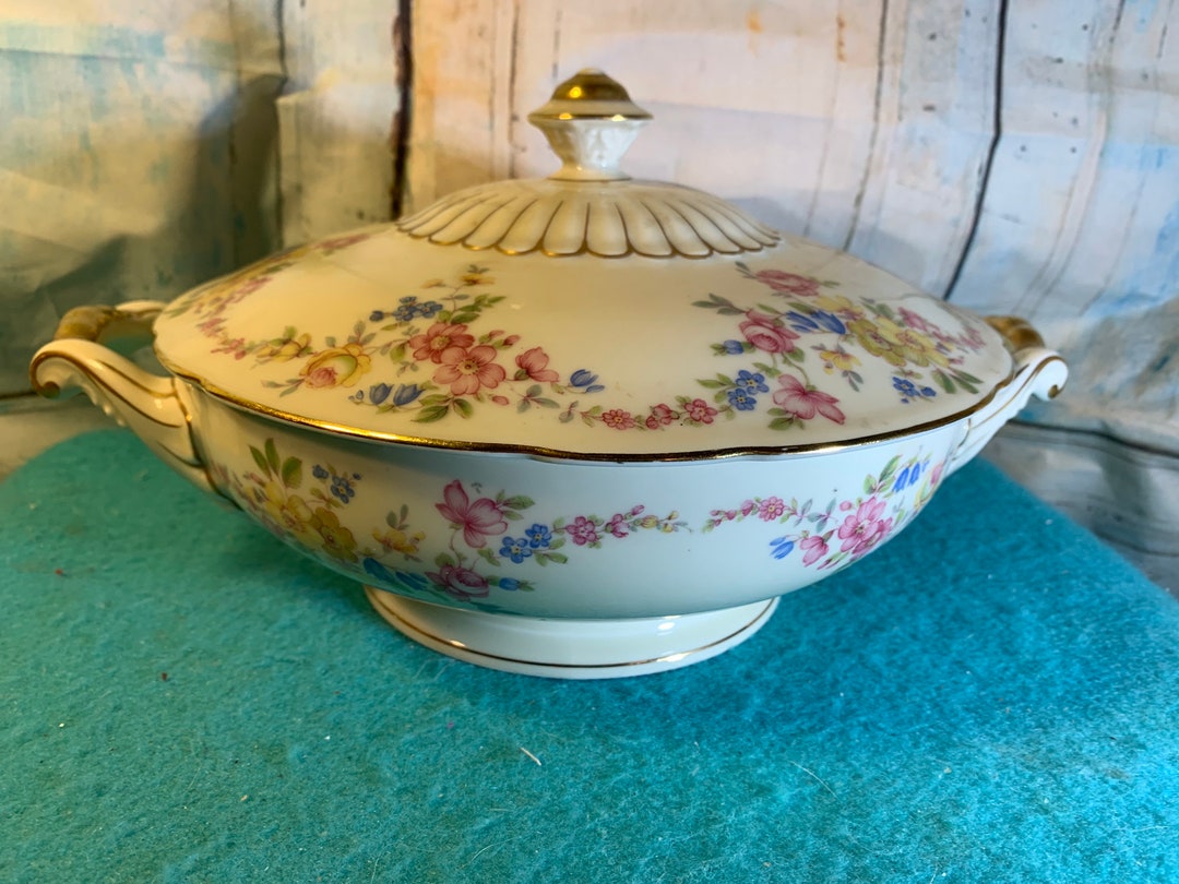 RARE Royal Ivory Covered Serving Bowl Floral Pink Roses KPM AD 1831 ...