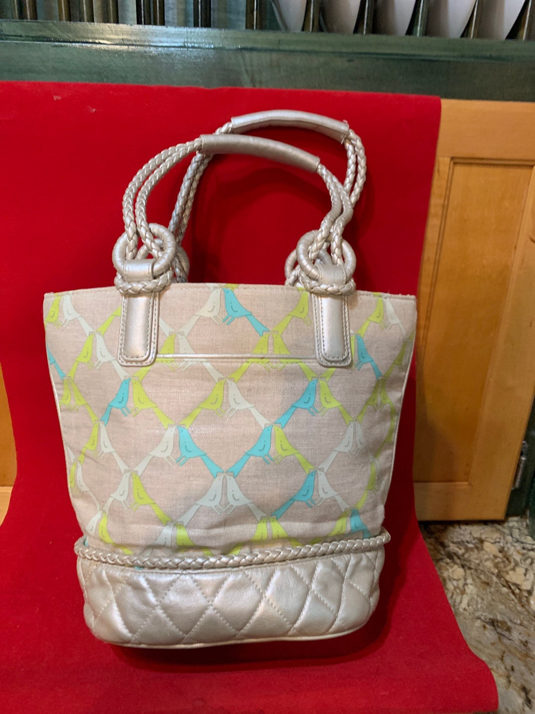 Vera Bradley Bird Print Shoulder Bag: Beige, Green & Blue - Etsy