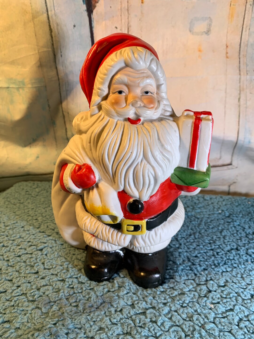 Santa Claus Christmas Ceramic Bank Porcelain Hand Painted Vintage ...