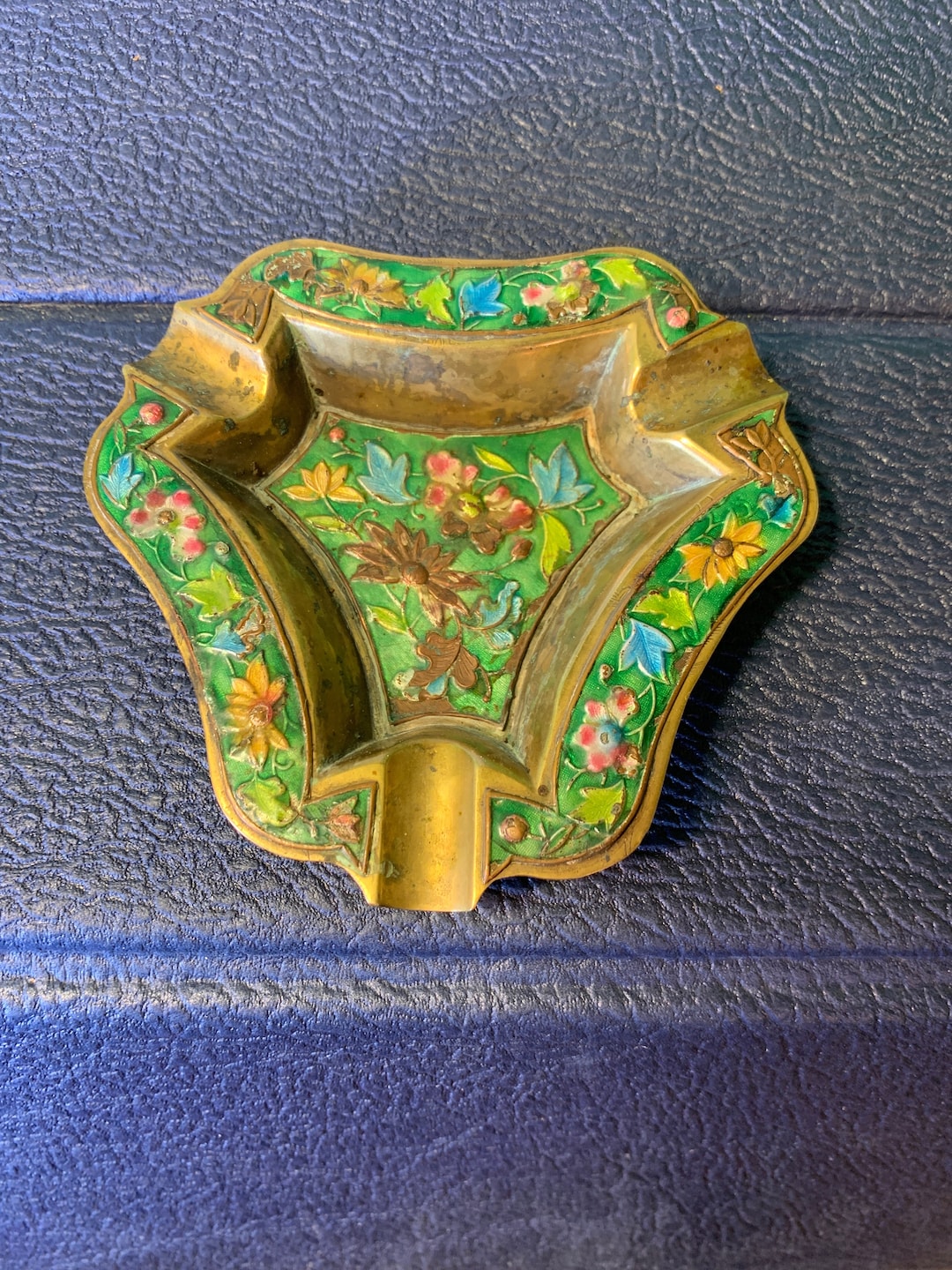 Antique Ashtray Brass and Painted Enamel Collectable Ashtray - Etsy