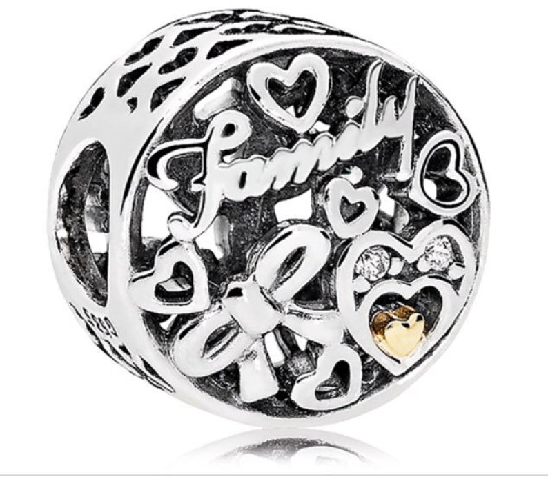 PANDORA Charm Family Tribute Sterling Silver/14k Gold NEW - Etsy
