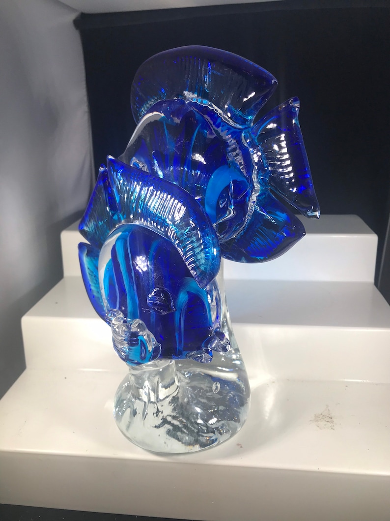 Gorgeous Glass Fish Statue Blue Angel Fish | Etsy