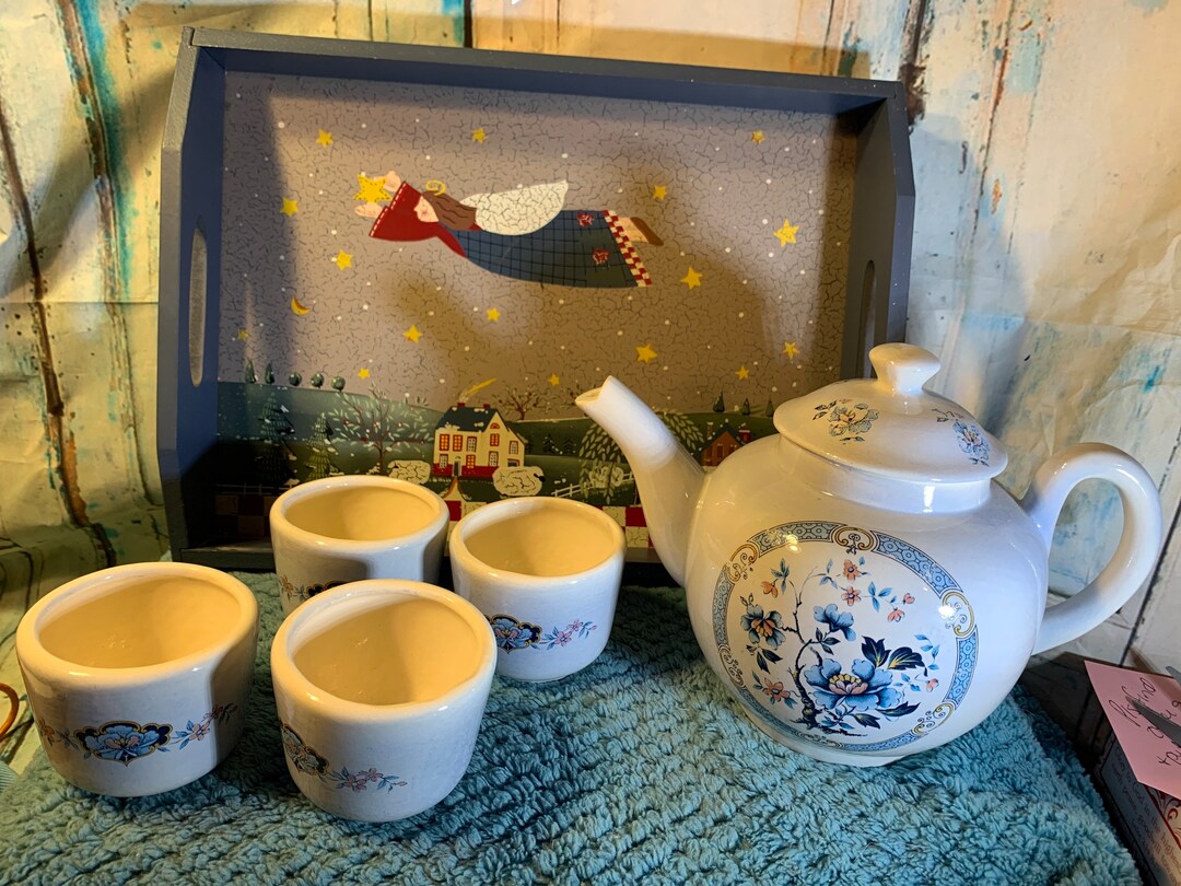 Unique Vintage Japanese Sake or Tea Set With Tea Pitcher and 4 Cups ...