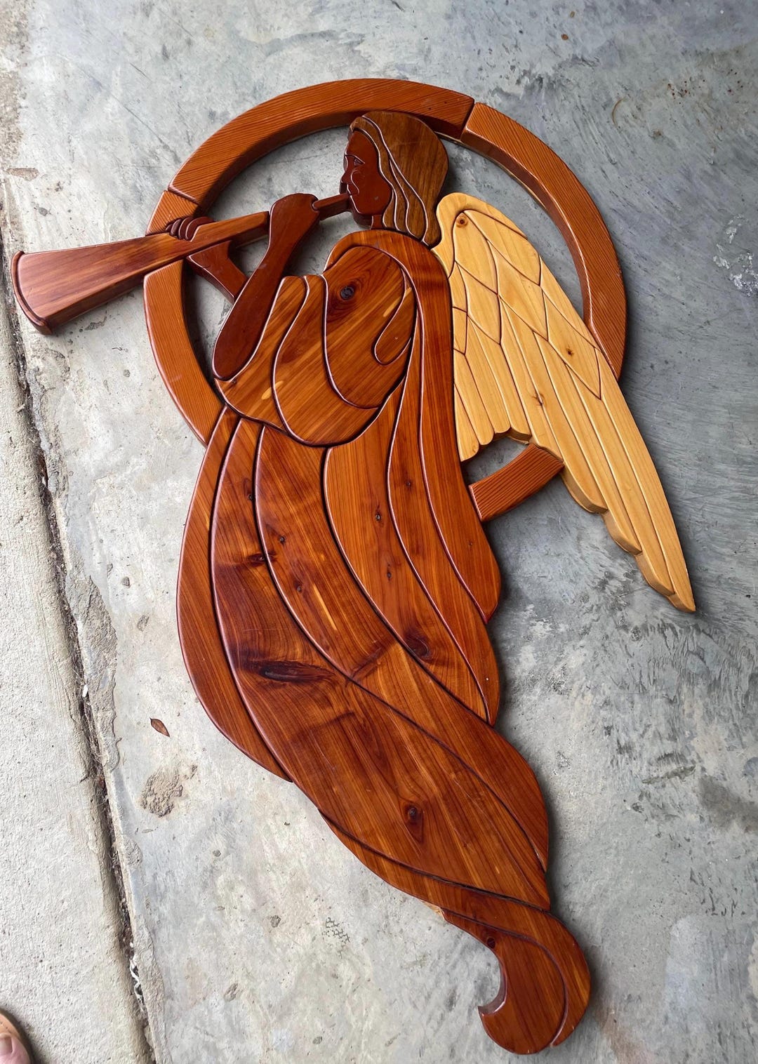 Vintage Carved Cedar & Aspen Guardian Angel Artwork - 36"x26" - Etsy