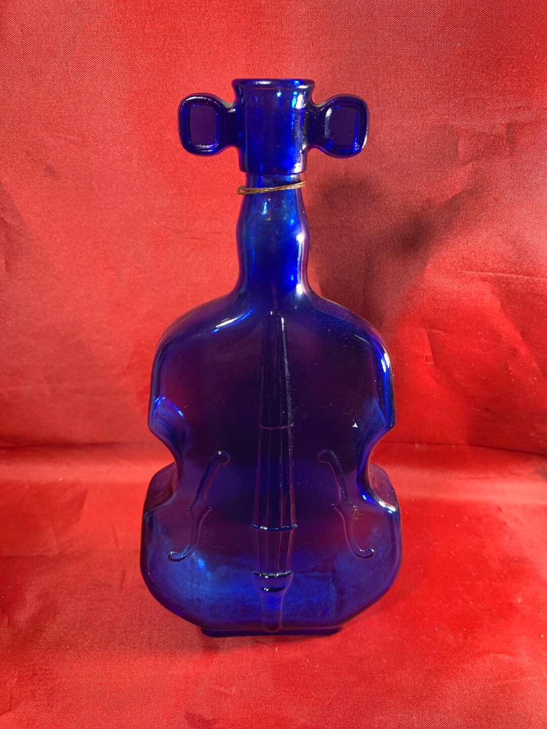 Upright Bass Fiddle Shaped Bottle Collectable Cobalt Blue EXCELLENT ...
