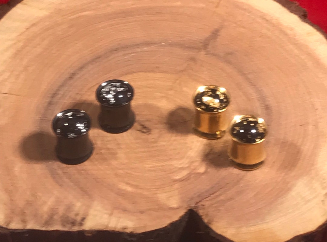 Ear Tunnels Sets Gold & Black / Black and Silver 3/8” 10mm 00 Gauge - Etsy