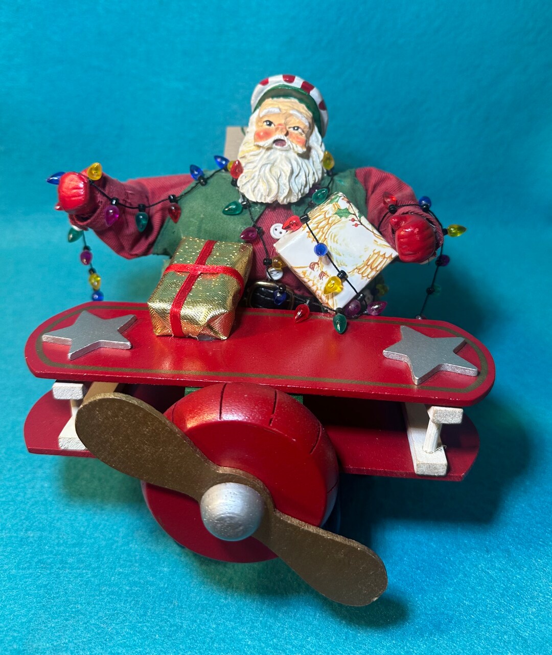 Santa Flying a Biplane Christmas for Beloved Pets. Adorable Holiday ...