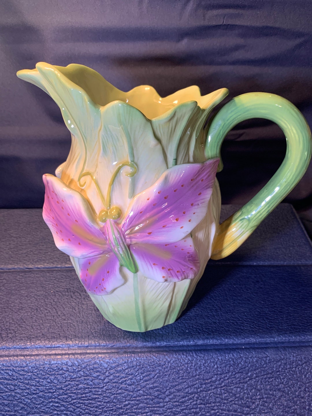 Stunning Butterfly Pitcher Large Vintage Ceramic Pitcher With Handle in ...