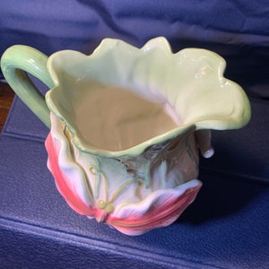 Stunning Butterfly Pitcher Large Vintage Ceramic Pitcher With Handle in ...