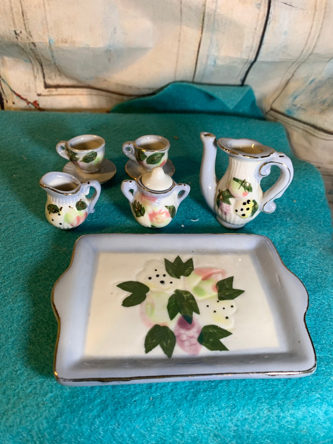 Miniature Japanese Tea Set: Hand-painted Ceramic, 10-piece - Etsy