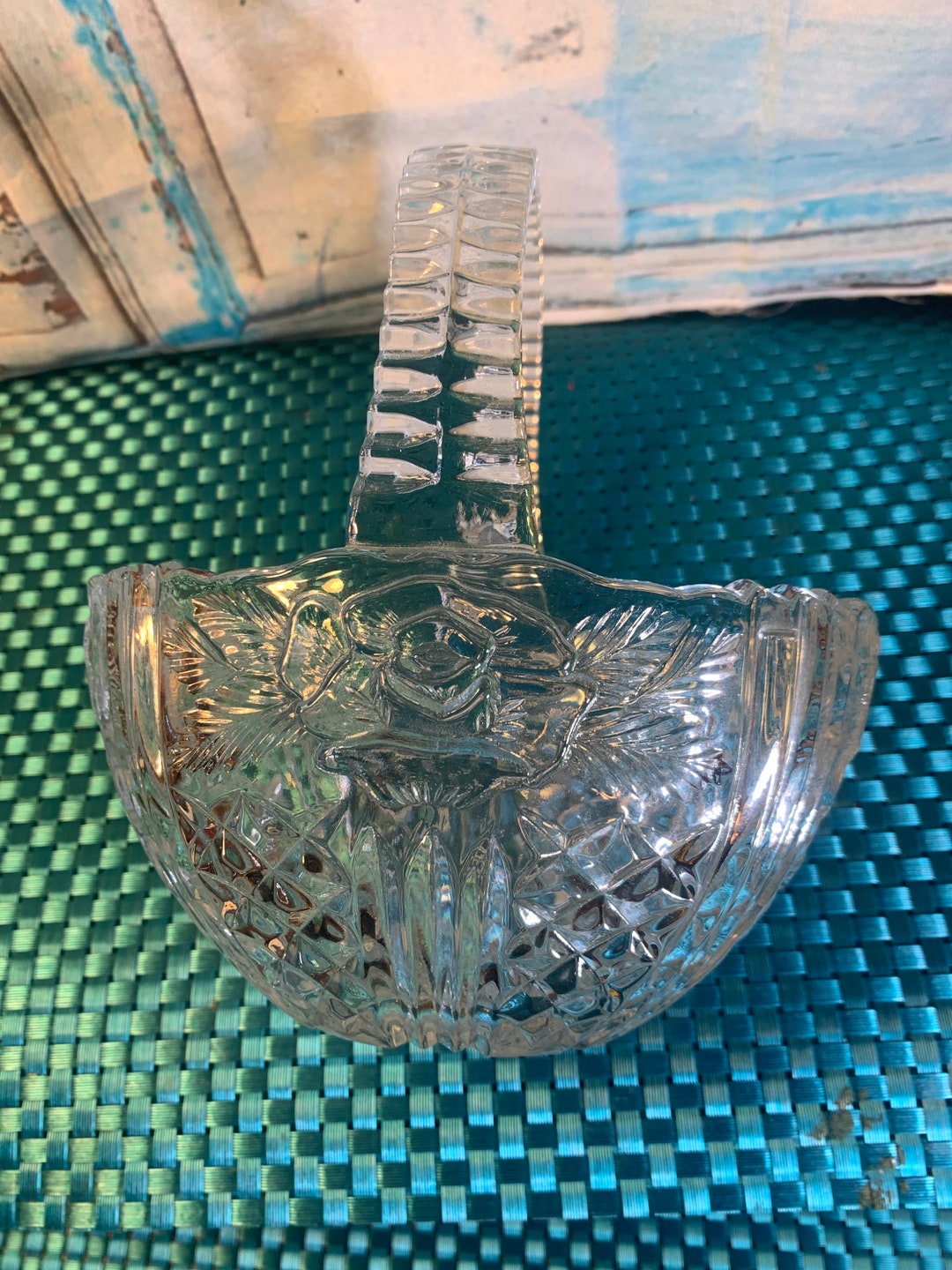 Crystal Easter Basket- Heavy Vintage Glass Easter Basket in Excellent ...
