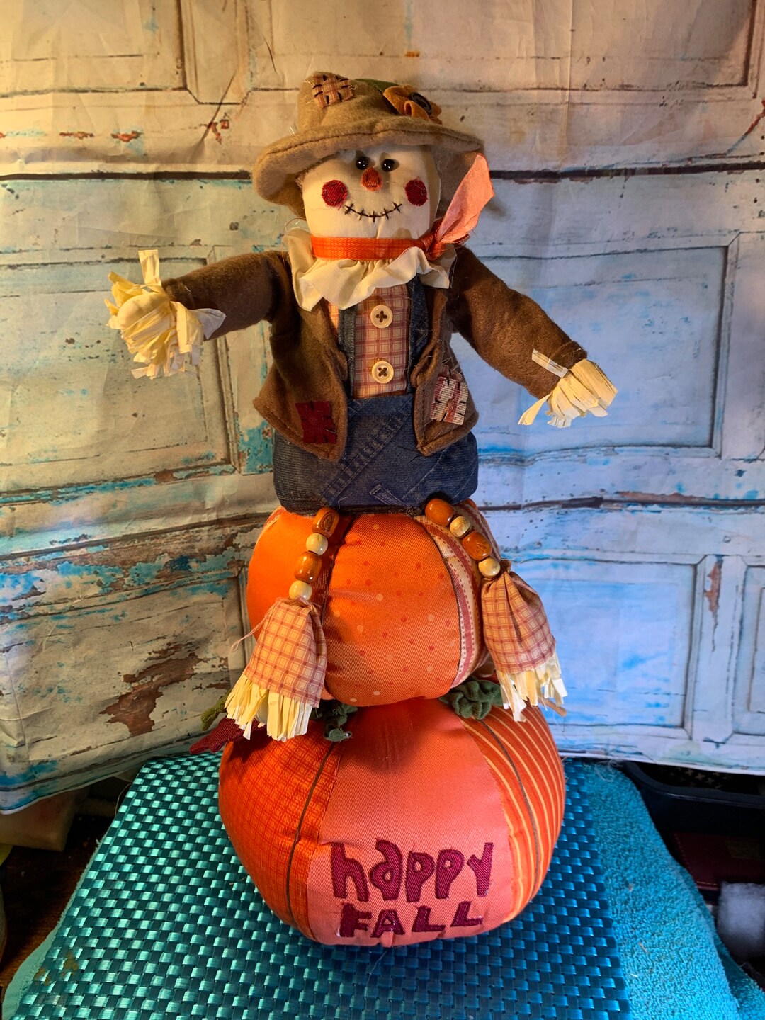 Vintage Fall Stuffed Scarecrow With Pumpkins (20x9.5”) - Etsy UK