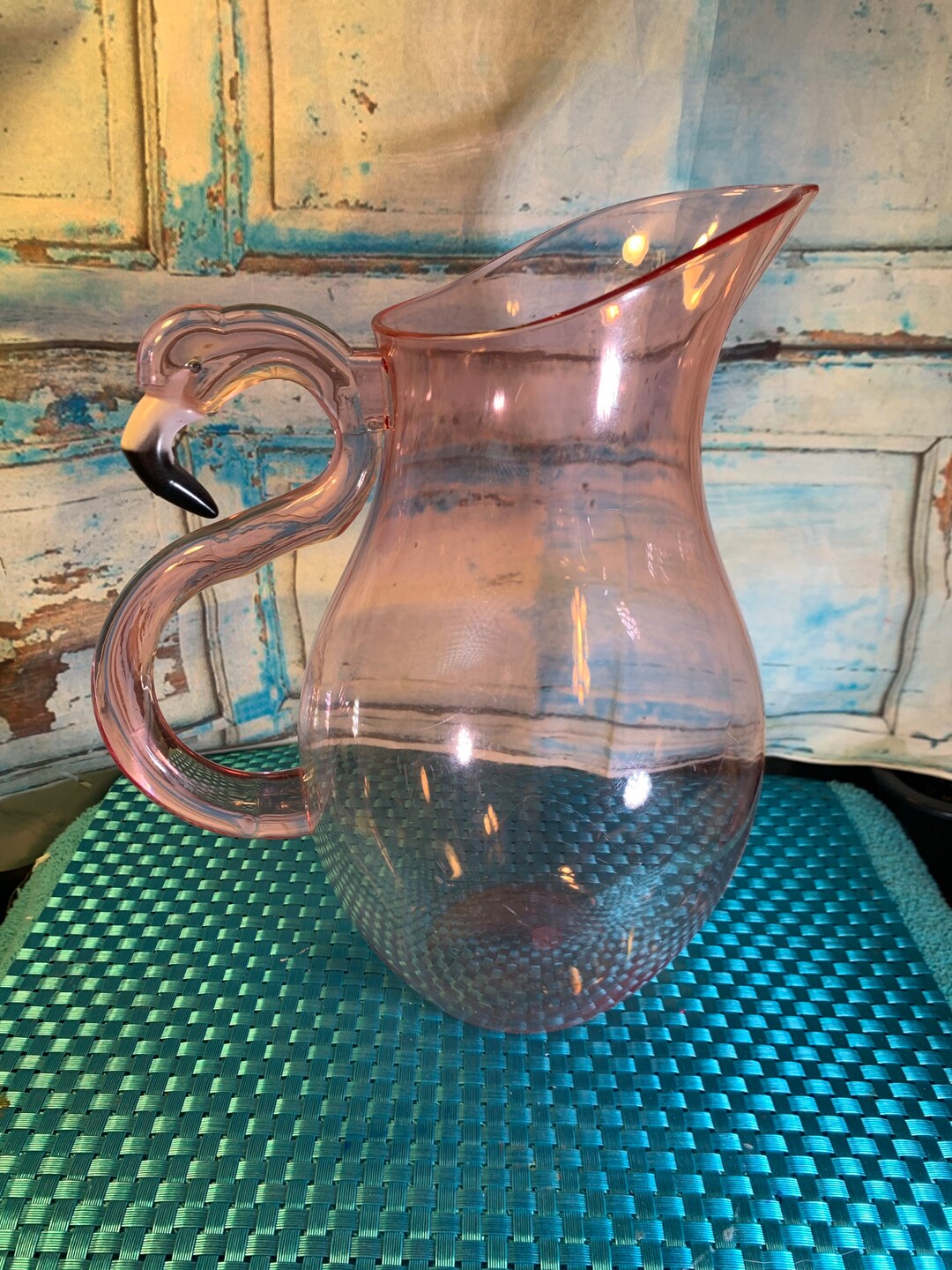 Pink Flamingo Pitcher- Clear Pink Plastic Pitcher With Pink Flamingo ...