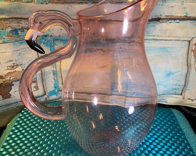 Pink Flamingo Pitcher- Clear Pink Plastic Pitcher With Pink Flamingo ...