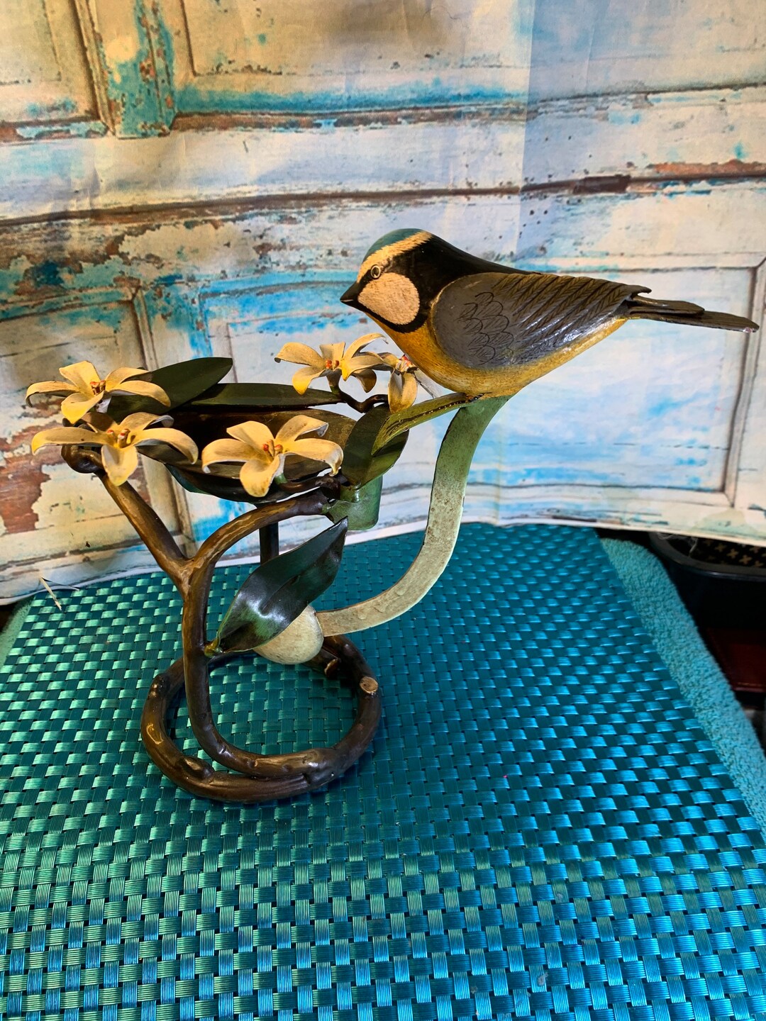 Rare Metal Teetering Toy! Bird on Tree Limb- Floral Tree With Bird That ...